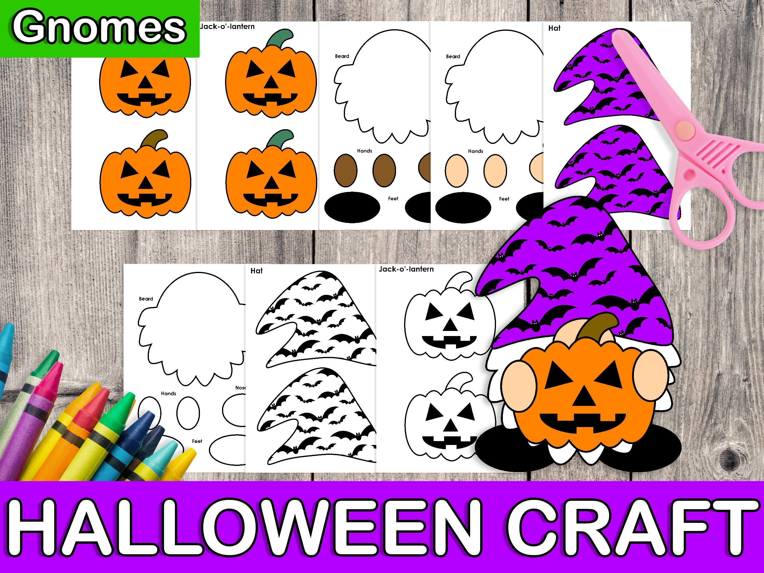 Halloween Gnome Craft, Halloween Activities for Kids Printable, Paper ...
