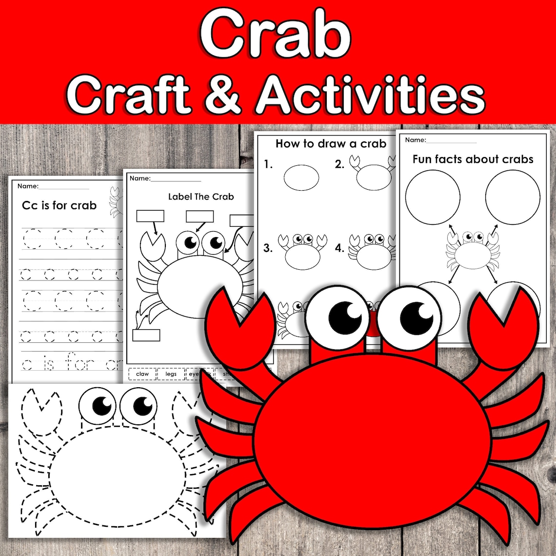 Crab Craft, Crab Activities, Ocean Animal Activities, Homeschool ...