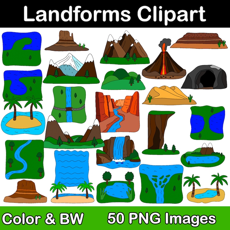 Landforms Clipart - School PNG - Bulletin Board - Geography - Science ...