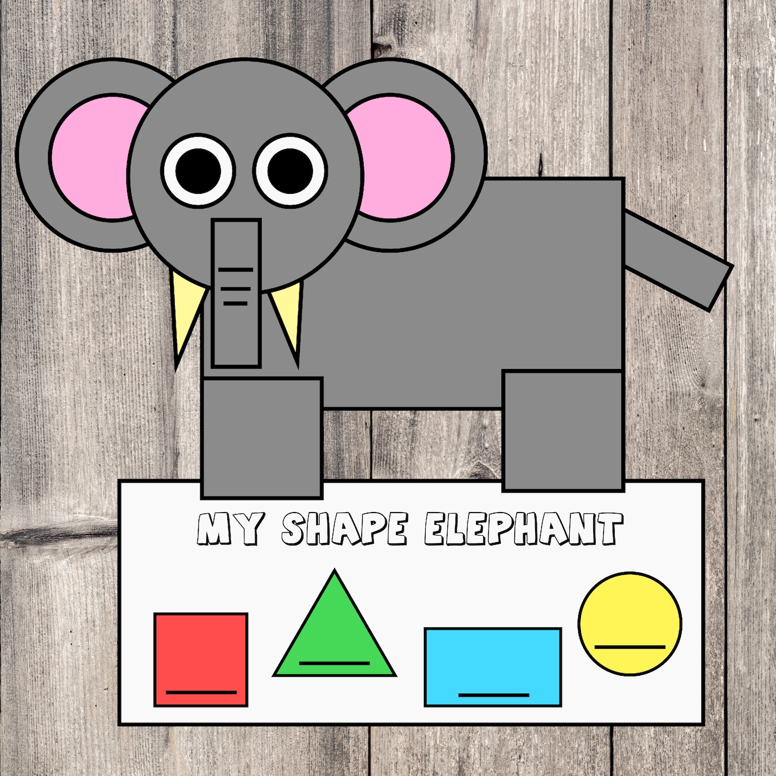 Elephant Shape Craft, Shape Activity, Homeschool Printables, Learn ...