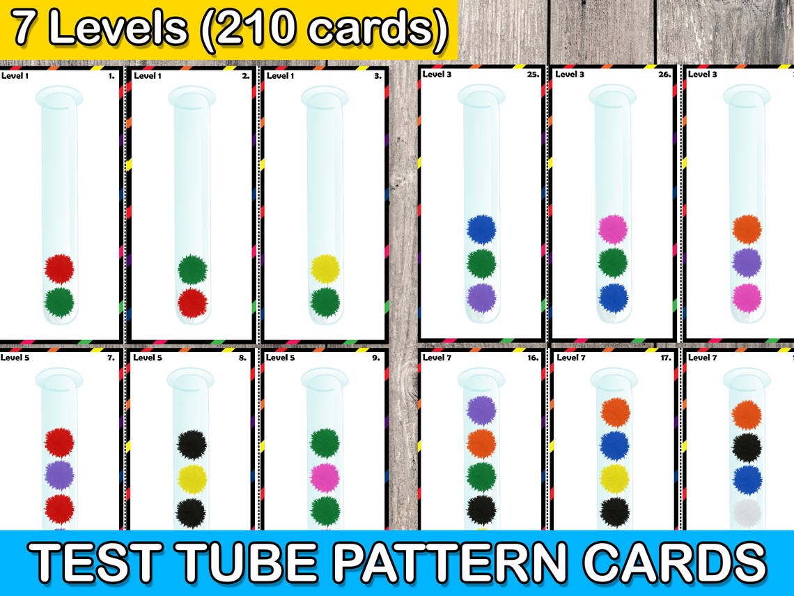 Test Tube Pattern Cards, Math Center, Pattern Task Cards, Montessori ...