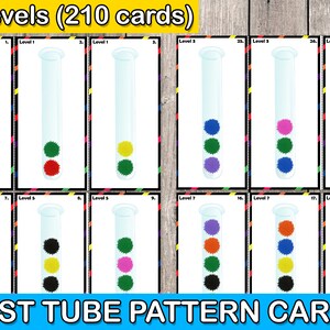 Test Tube Pattern Cards, Math Center, Pattern Task Cards, Montessori ...