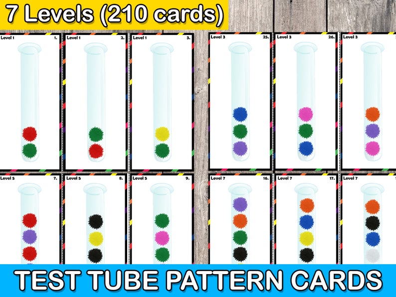 Test Tube Pattern Cards, Math Center, Pattern Task Cards, Montessori ...