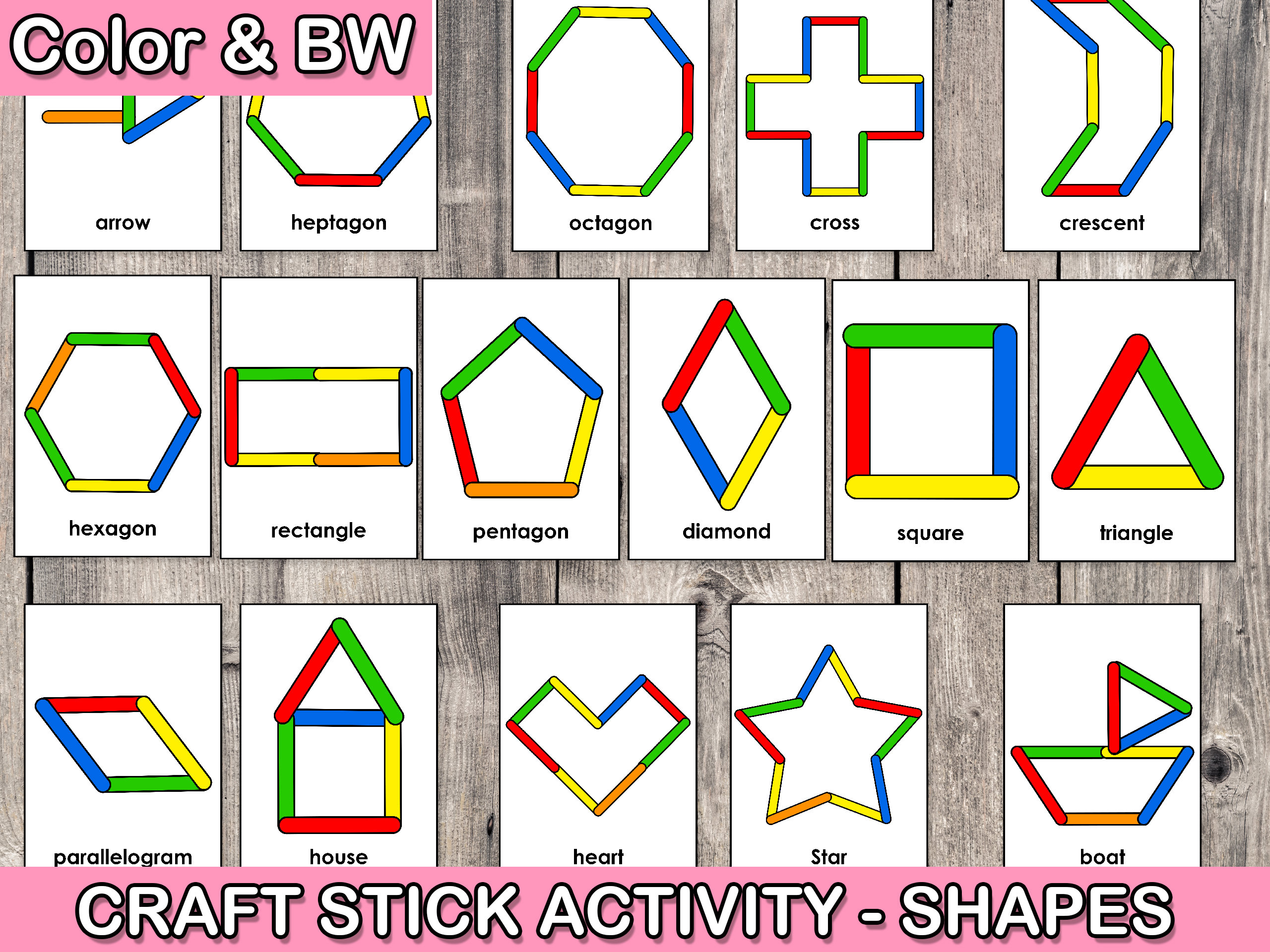 Craft Sticks Activity for Toddlers, Craft Stick Shapes Activity ...
