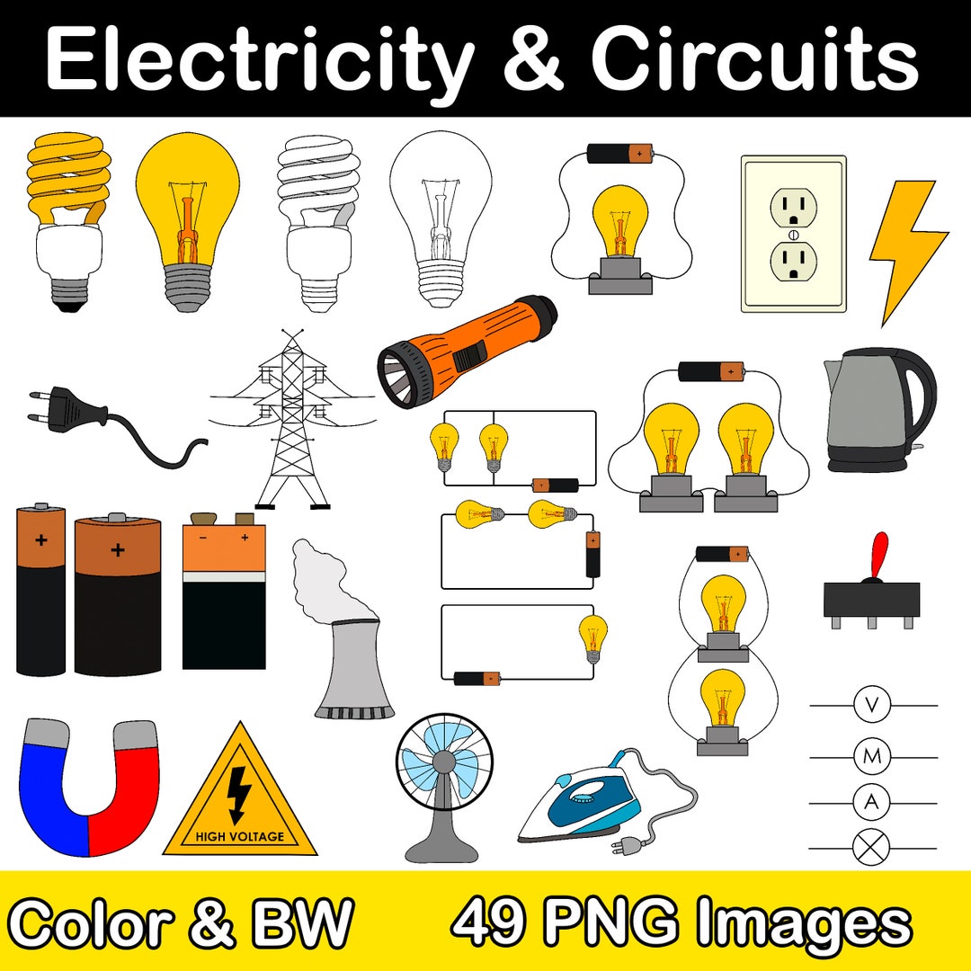 Electricity and Circuits Clipart Set - School PNG - Bulletin Board ...