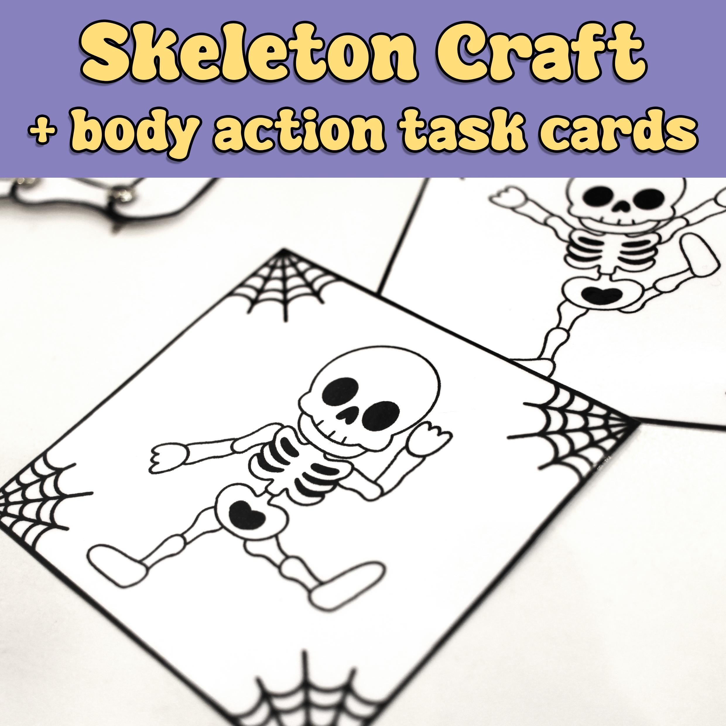 Halloween Skeleton Craft Task Card Center, Halloween Bulletin Board ...