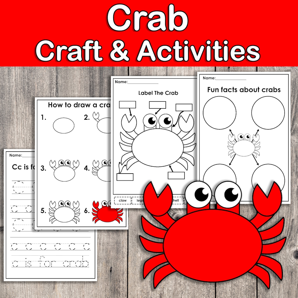 Crab Craft, Crab Activities, Ocean Animal Activities, Homeschool ...