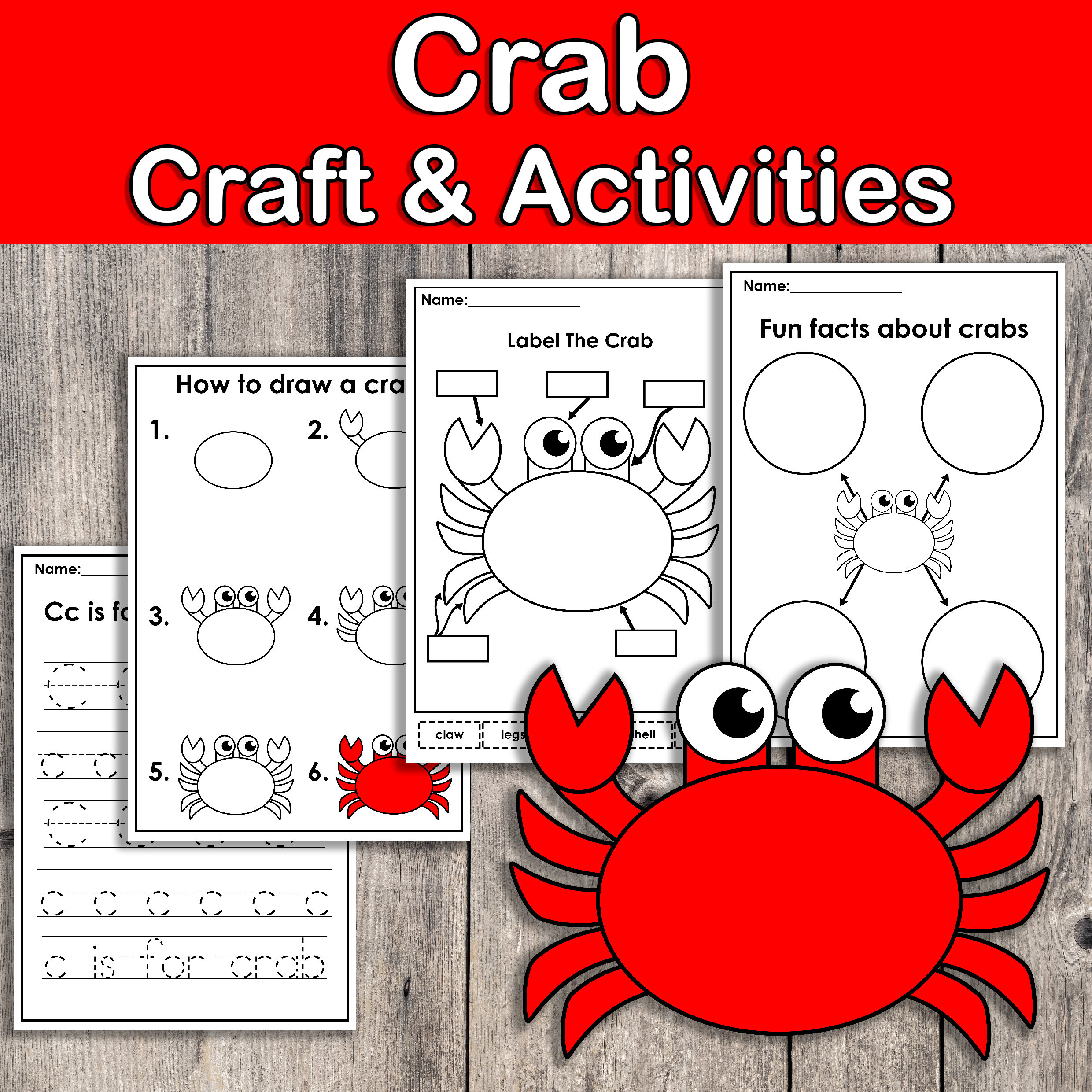 Crab Craft, Crab Activities, Ocean Animal Activities, Homeschool ...