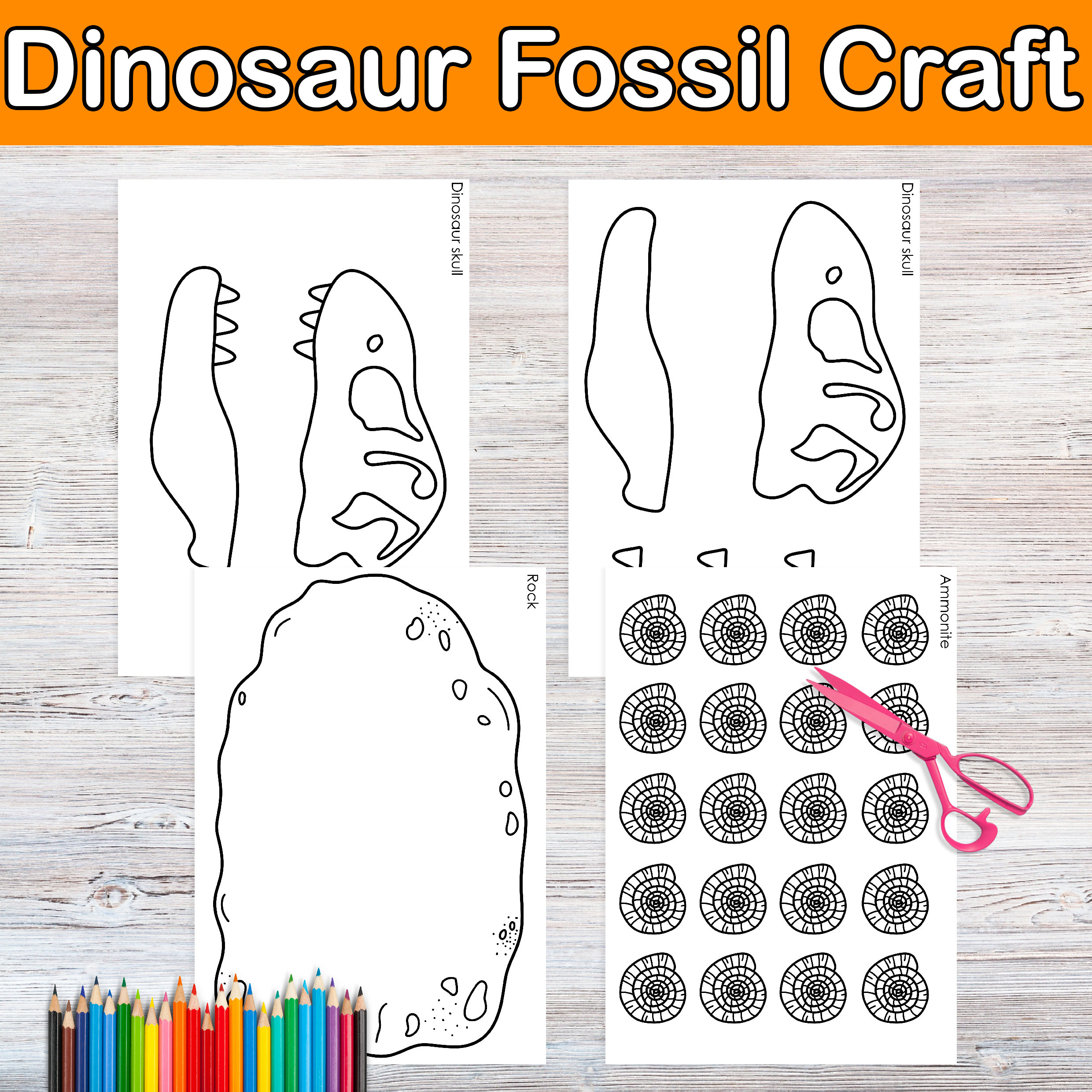 Dinosaur Fossil Craft, Dinosaur Birthday, Homeschool Activity, Dinosaur ...