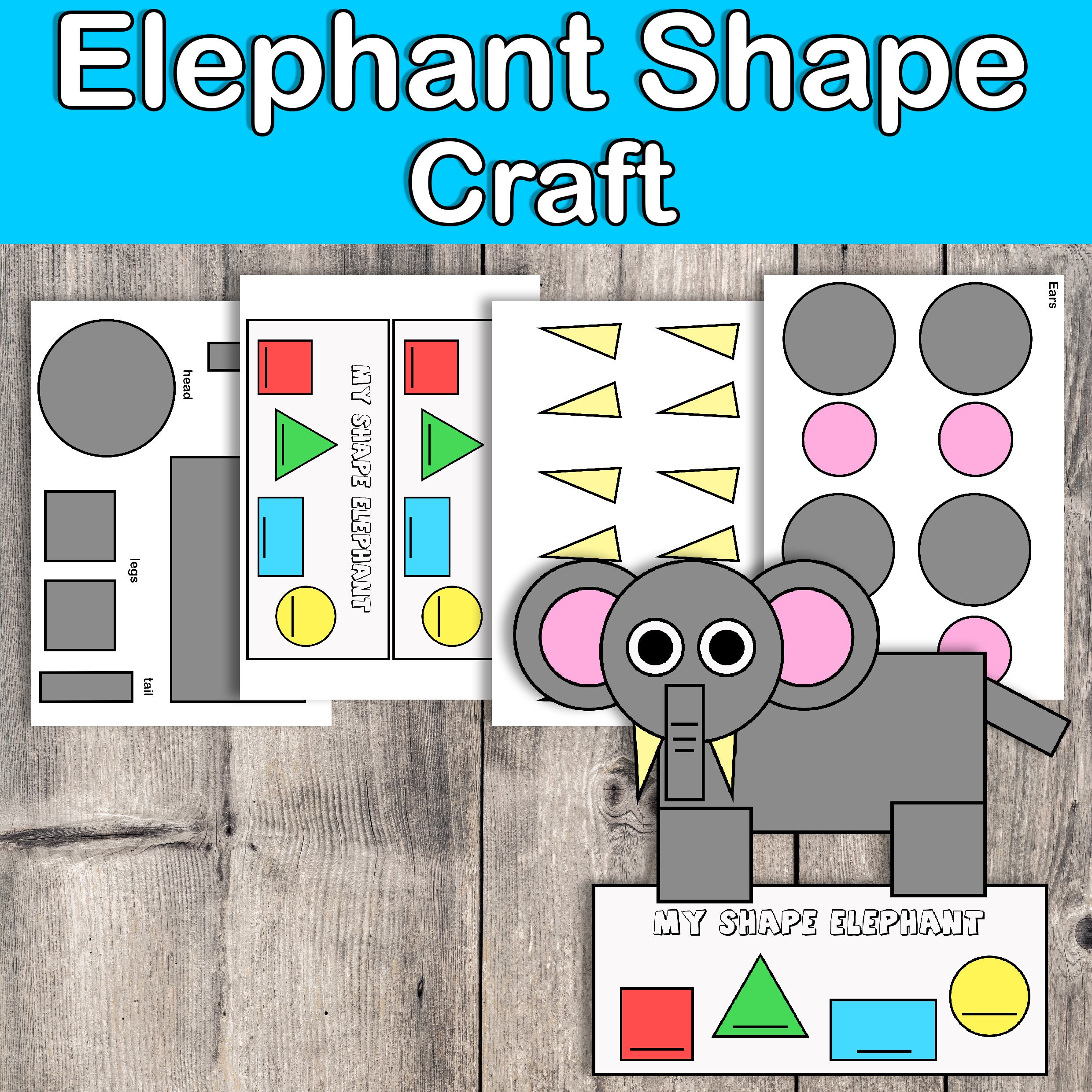 Elephant Shape Craft, Shape Activity, Homeschool Printables, Learn ...