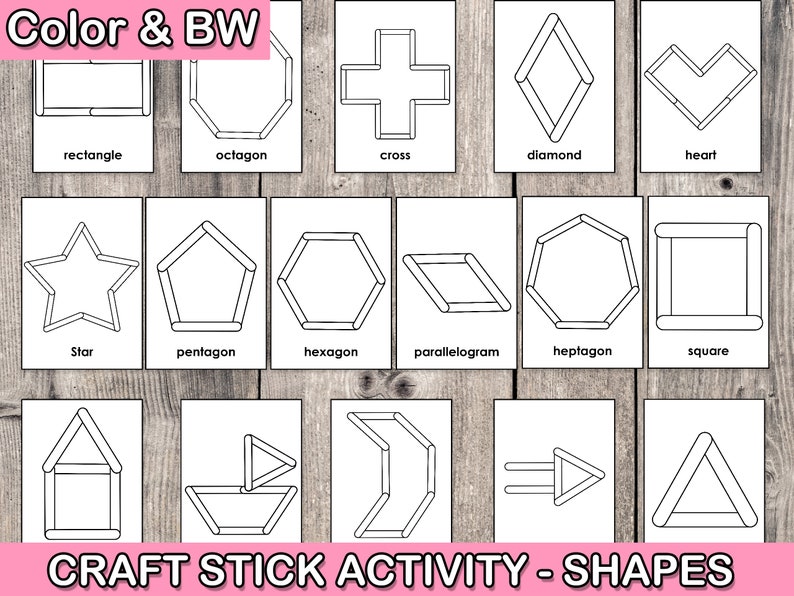 Craft Sticks Activity for Toddlers, Craft Stick Shapes Activity ...