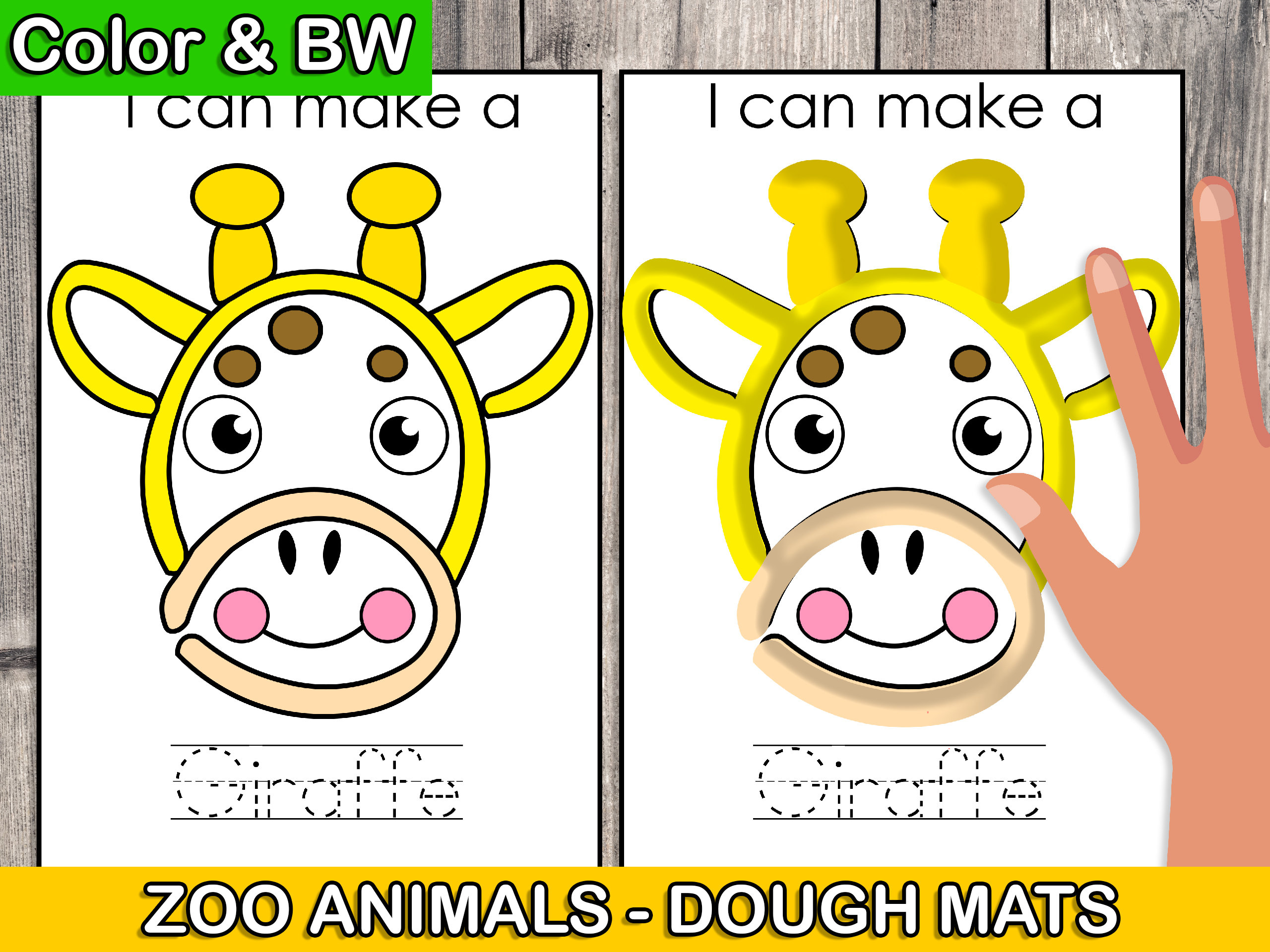 Zoo Animals Play Dough Mats, Playdough Mats, Fine Motor Skills ...