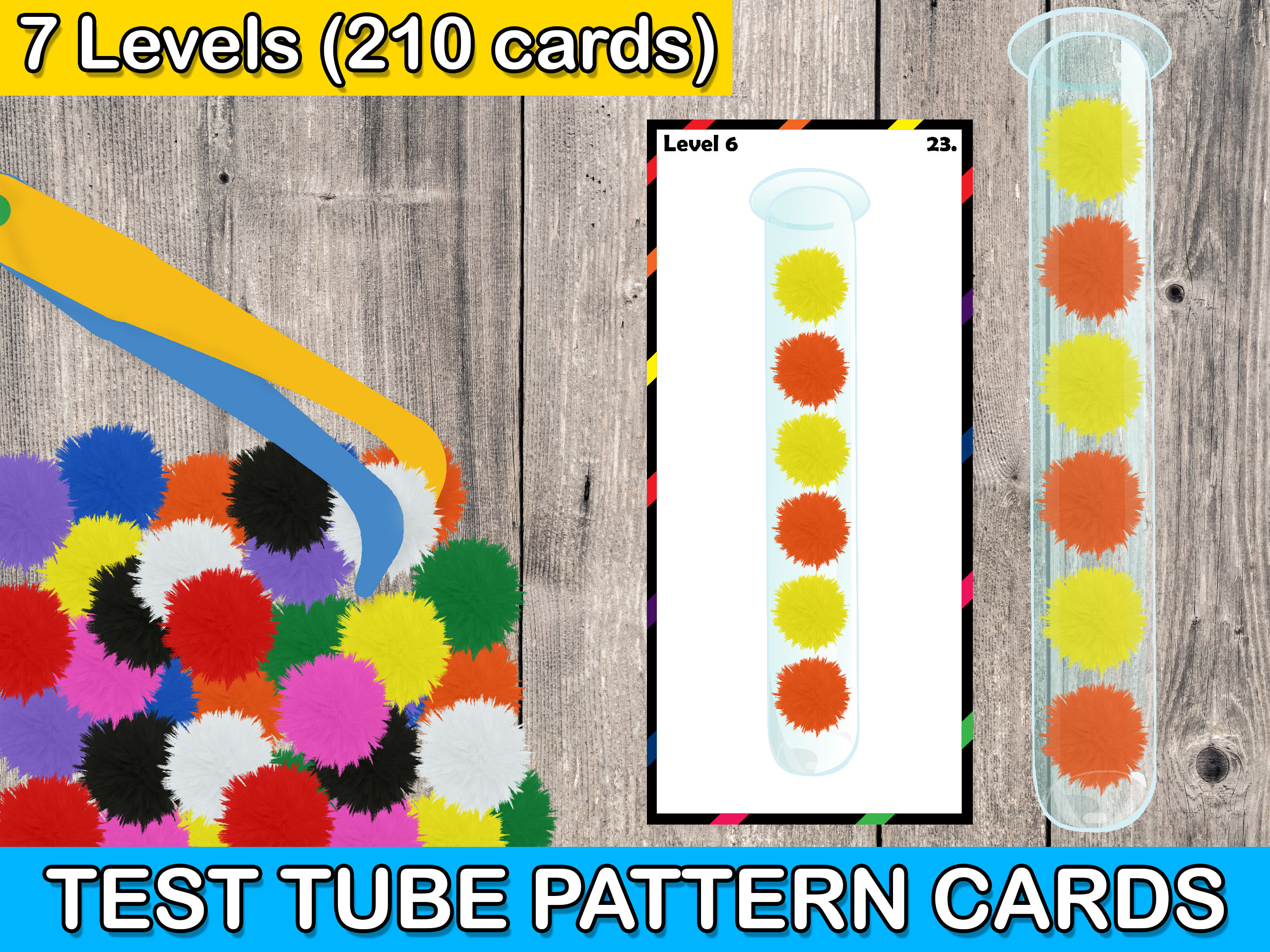 Test Tube Pattern Cards, Math Center, Pattern Task Cards, Montessori ...