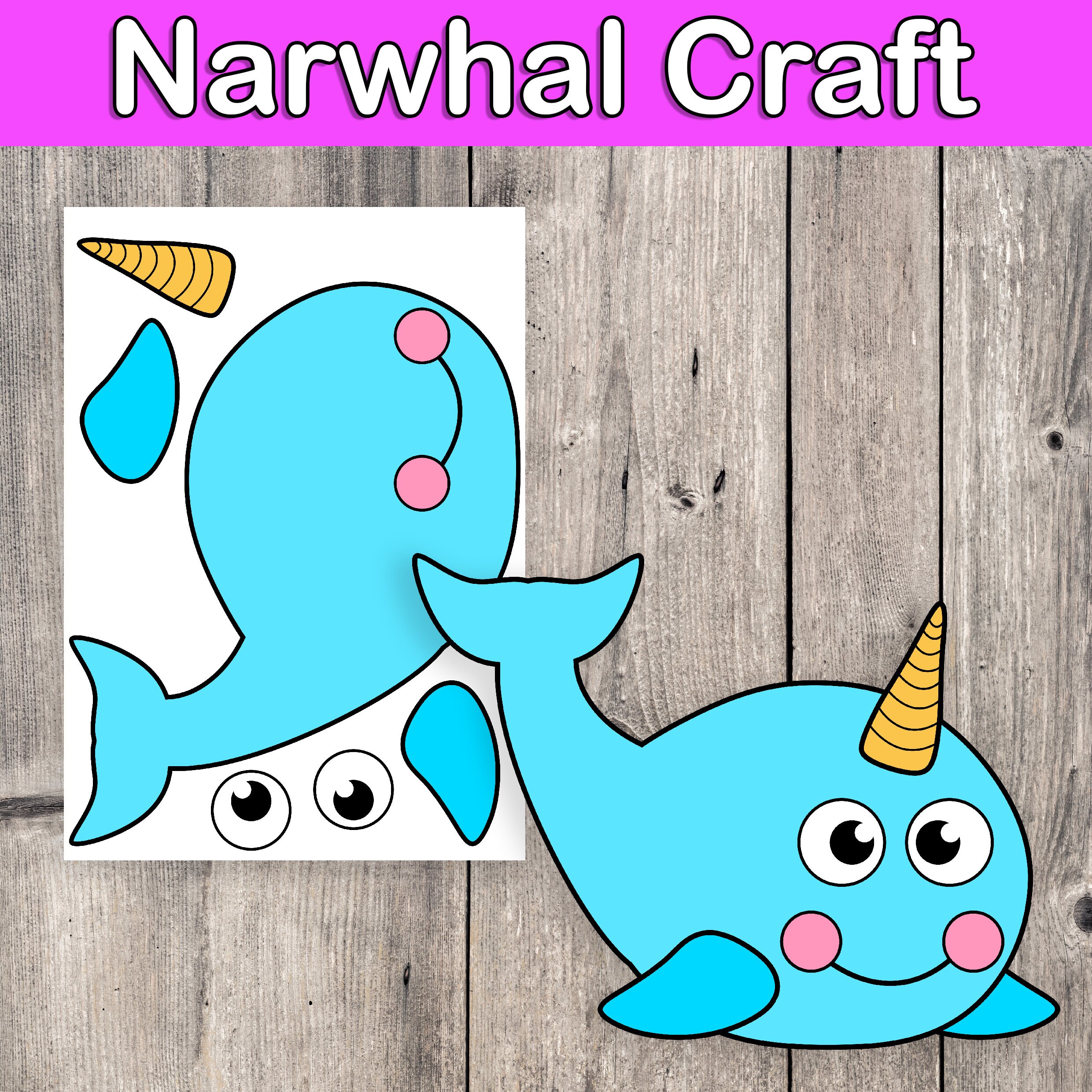 Narwhal Craft - Ocean Animal - Fine Motor Practice- Cutting Practice ...