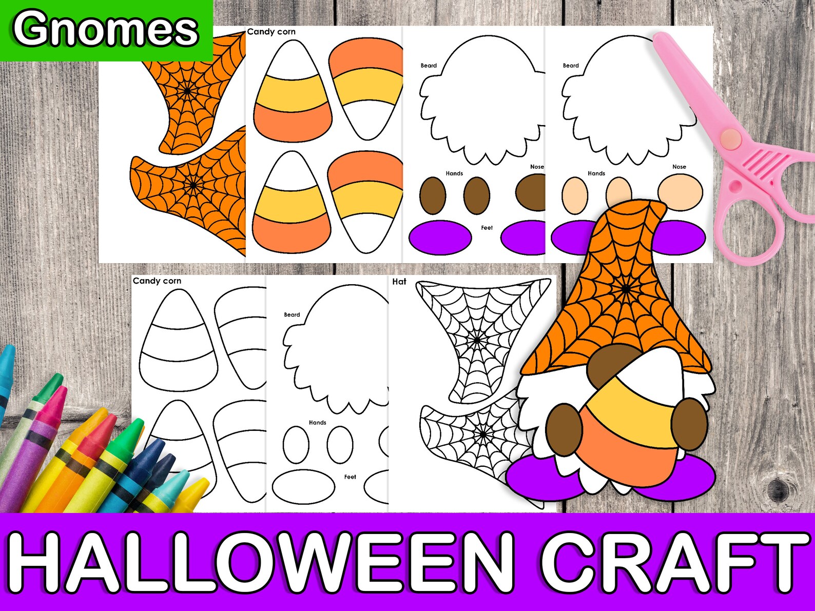 Halloween Gnome Craft, Halloween Activities for Kids Printable, Paper ...
