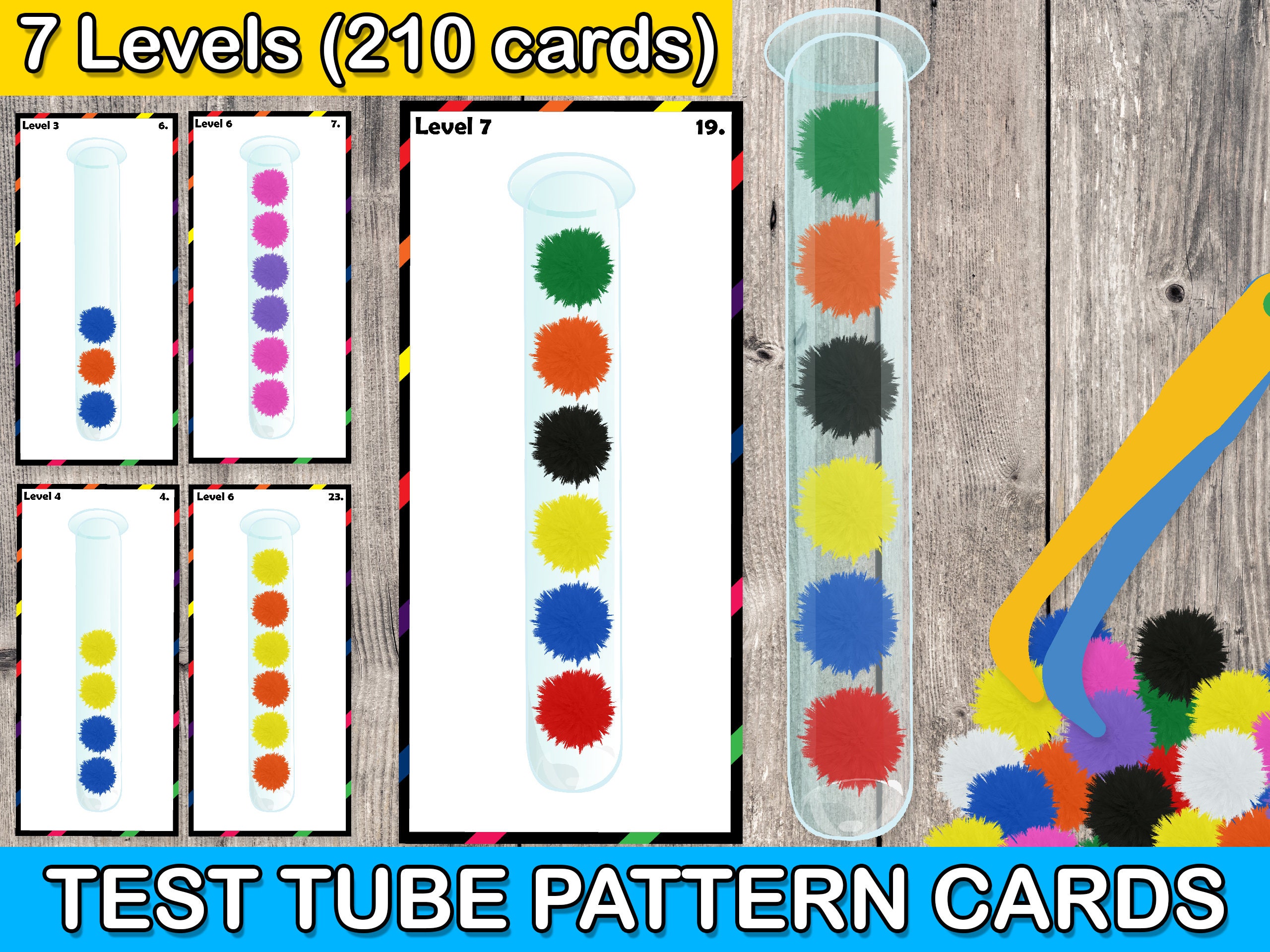 Test Tube Pattern Cards, Math Center, Pattern Task Cards, Montessori ...