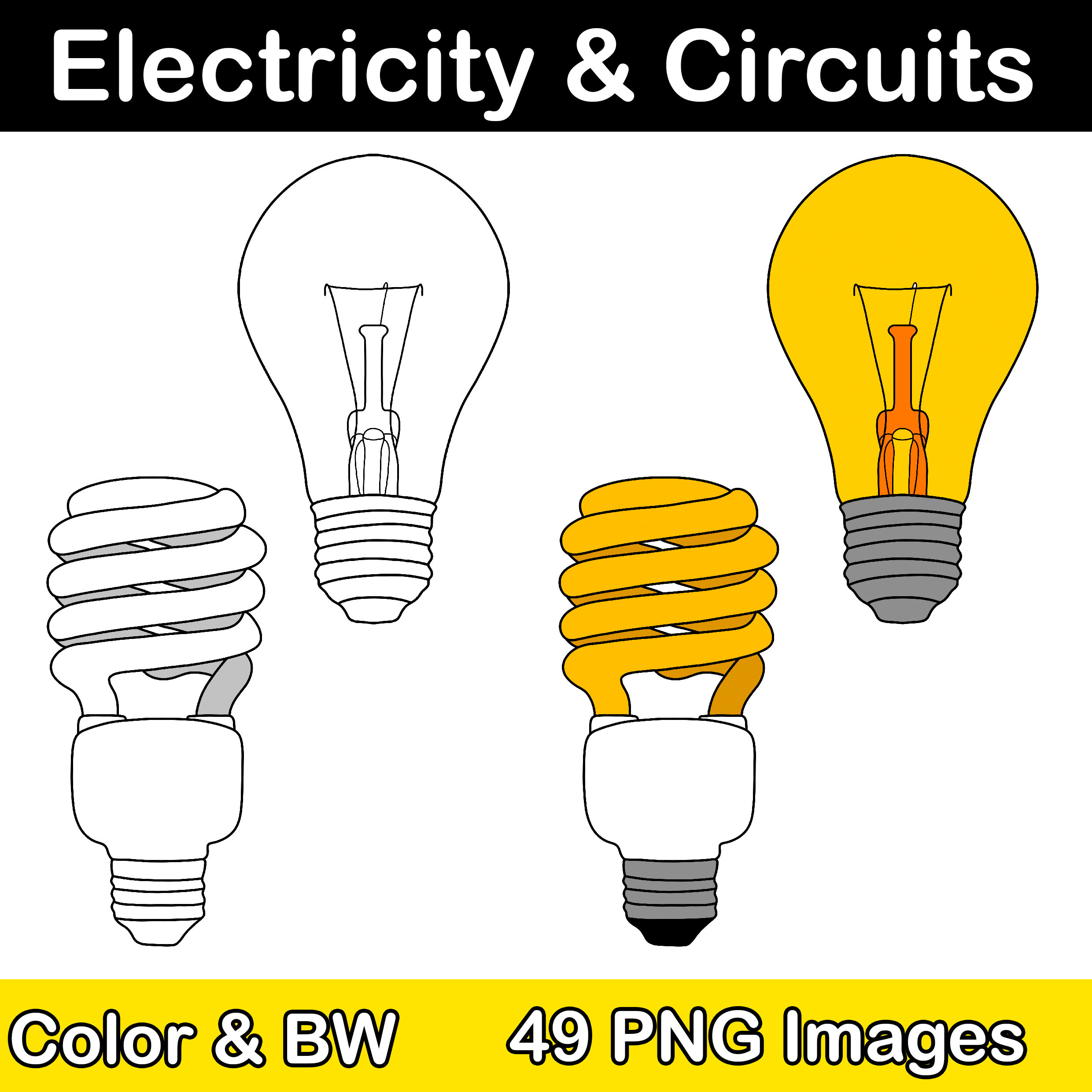 Electricity and Circuits Clipart Set - School PNG - Bulletin Board ...