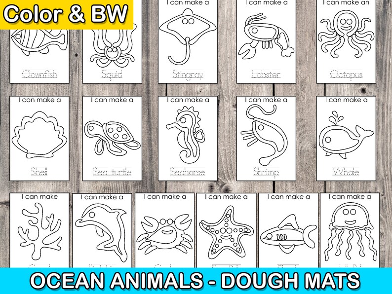 Ocean Animals Playdough Mats, Ocean Animals, Fine Motor Skills ...