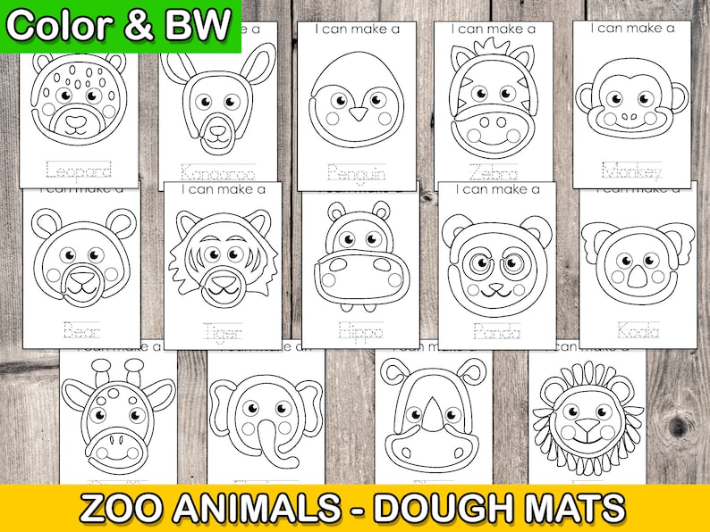 Zoo Animals Play Dough Mats, Playdough Mats, Fine Motor Skills ...