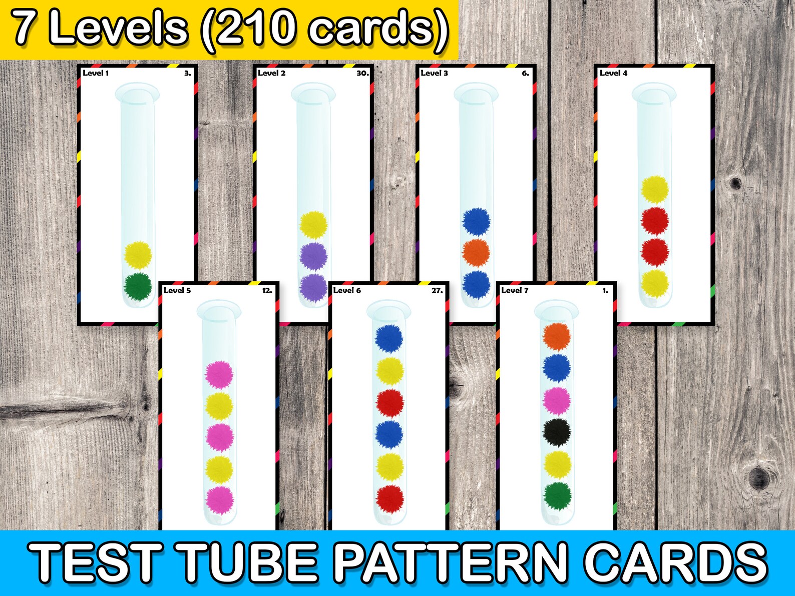 Test Tube Pattern Cards, Math Center, Pattern Task Cards, Montessori ...