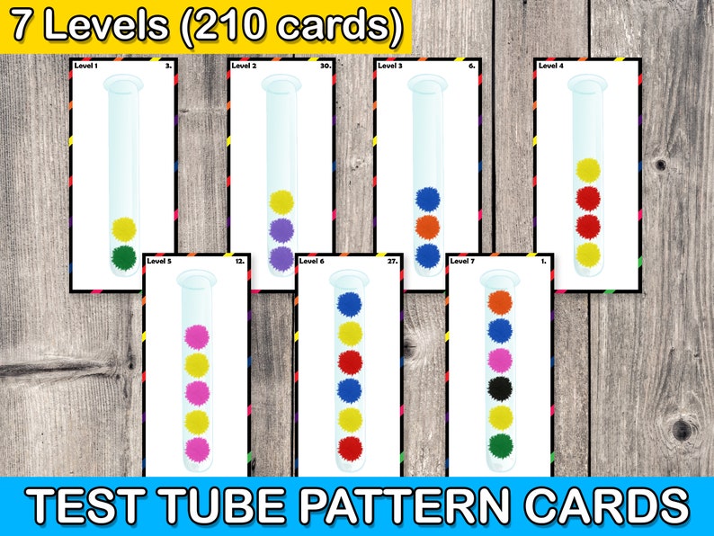 Test Tube Pattern Cards, Math Center, Pattern Task Cards, Montessori ...