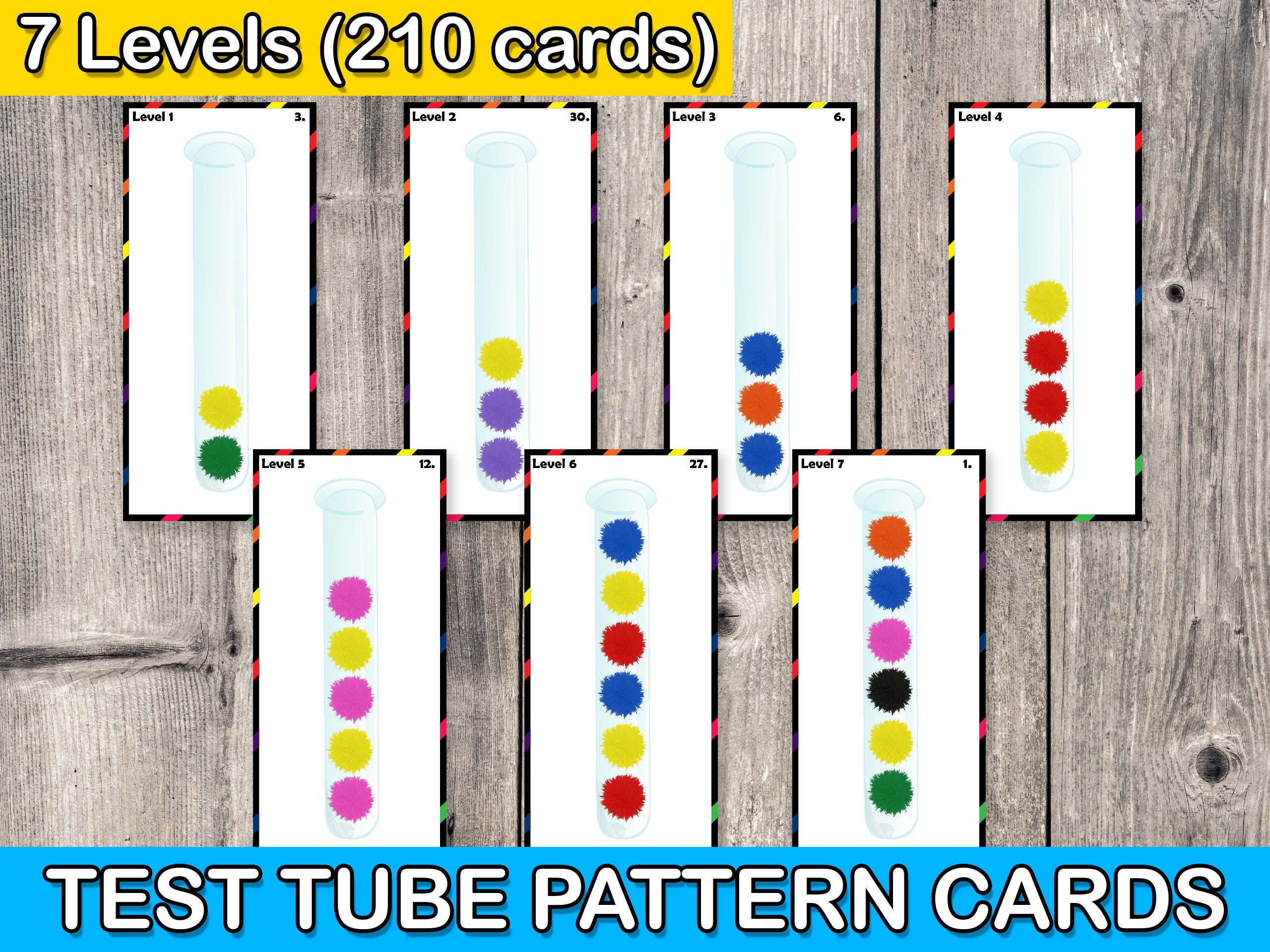 Test Tube Pattern Cards, Math Center, Pattern Task Cards, Montessori ...