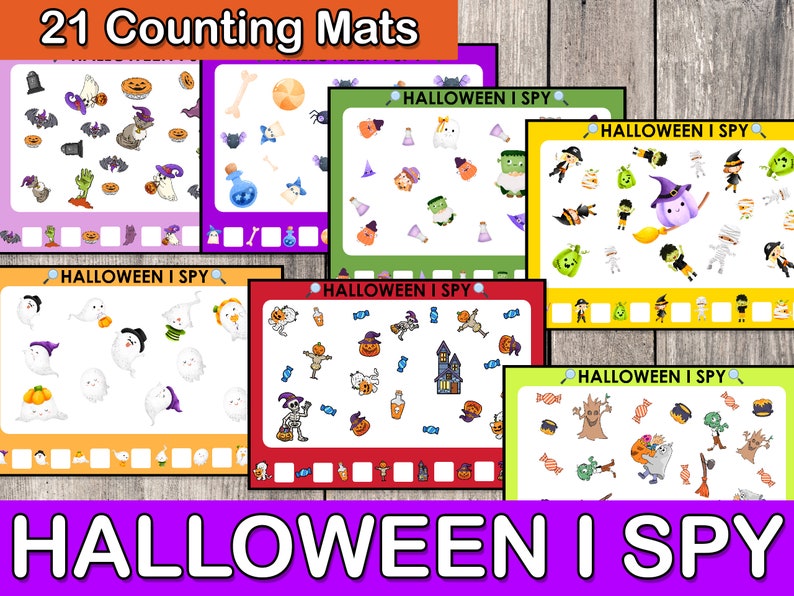 Halloween I Spy Counting Mats Preschool Printables Toddler - Etsy
