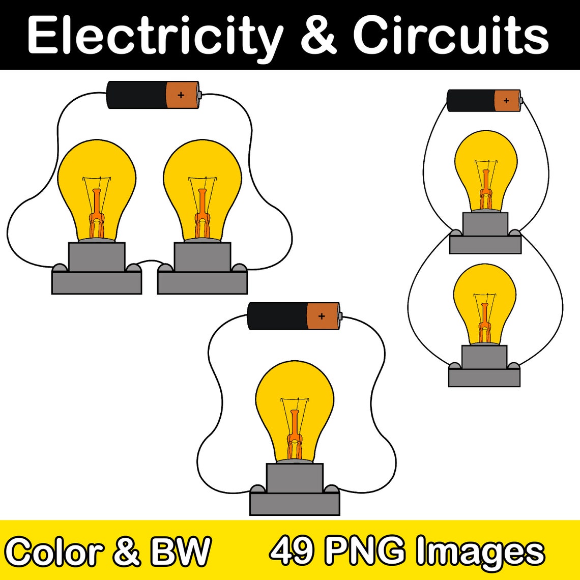 Electricity and Circuits Clipart Set - School PNG - Bulletin Board ...