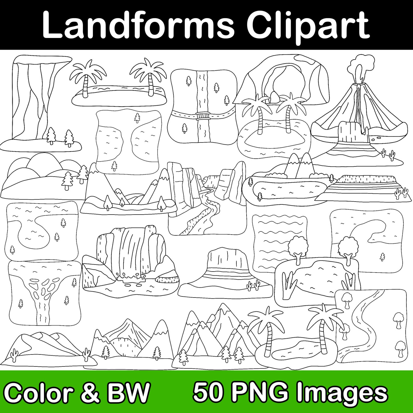 Landforms Clipart - School PNG - Bulletin Board - Geography - Science ...
