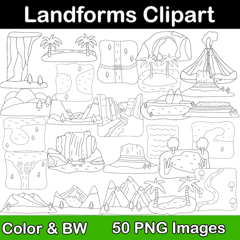 Landforms Clipart - School PNG - Bulletin Board - Geography - Science ...