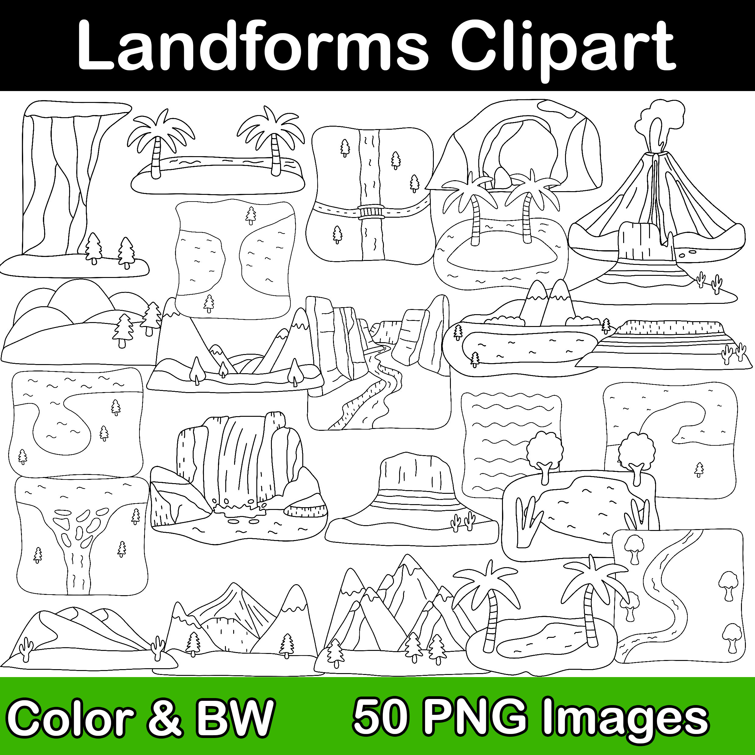 Landforms Clipart - School PNG - Bulletin Board - Geography - Science ...