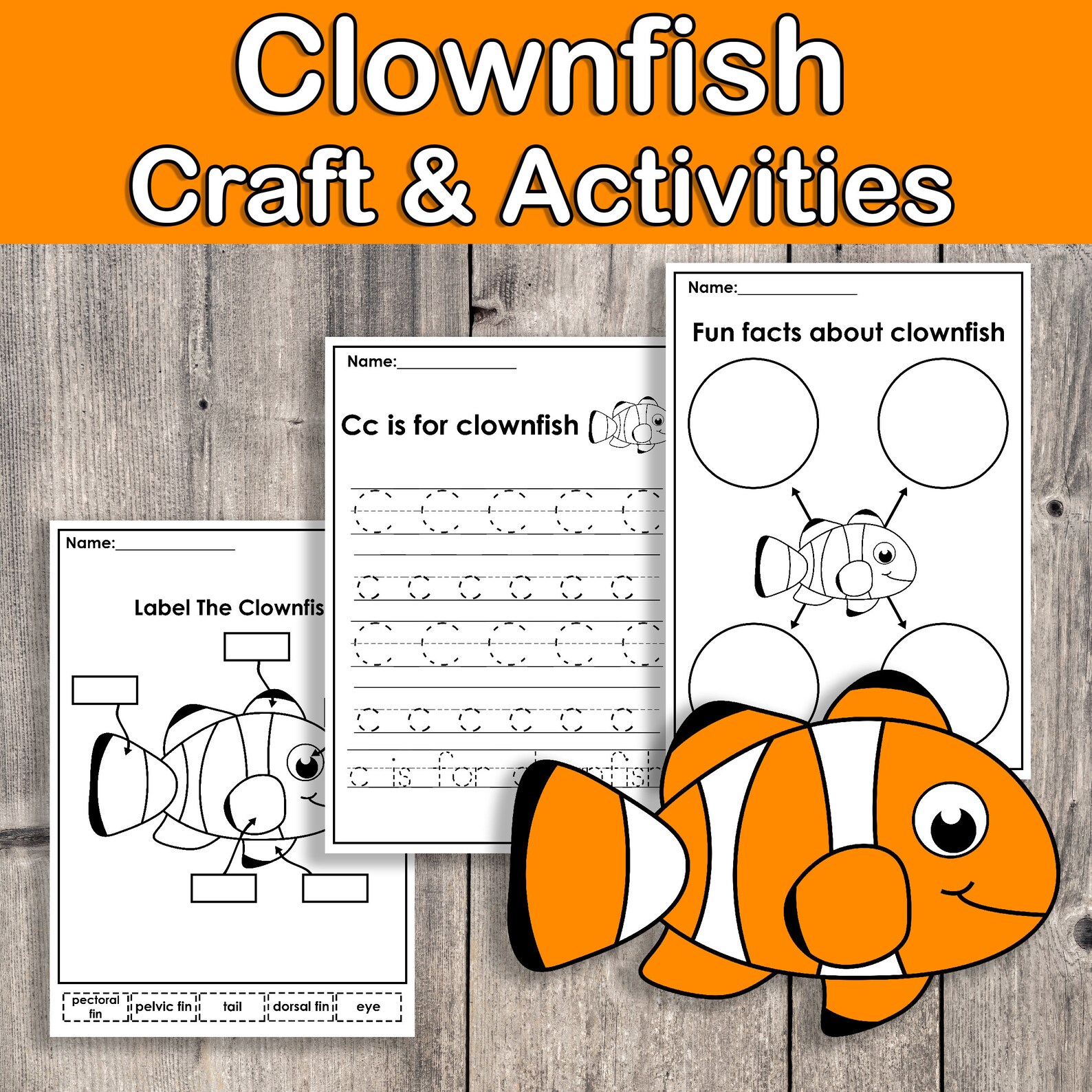 Clownfish Printable Crafts, Homeschool Activities, Crafts for Kids ...