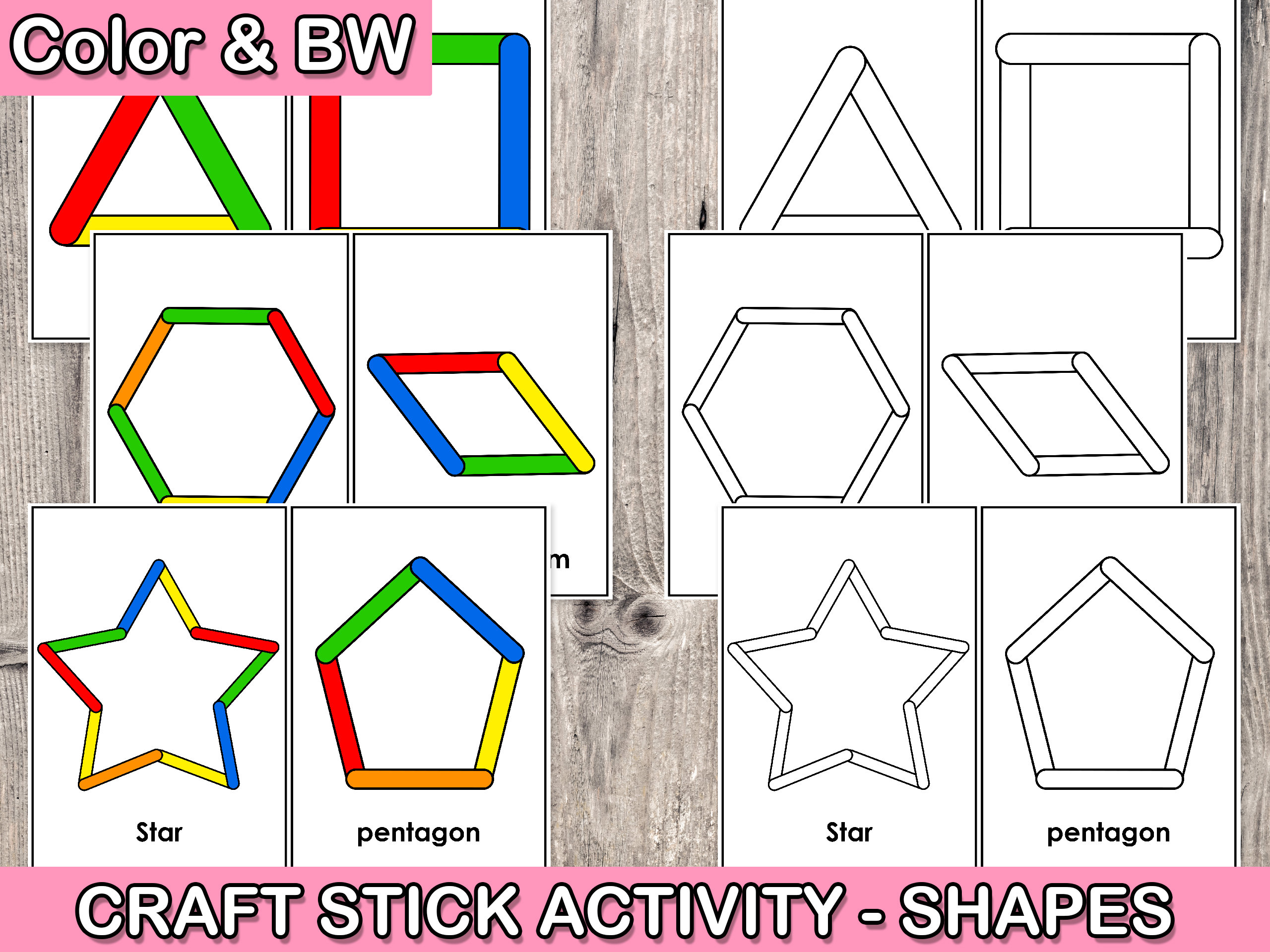 Craft Sticks Activity for Toddlers, Craft Stick Shapes Activity ...