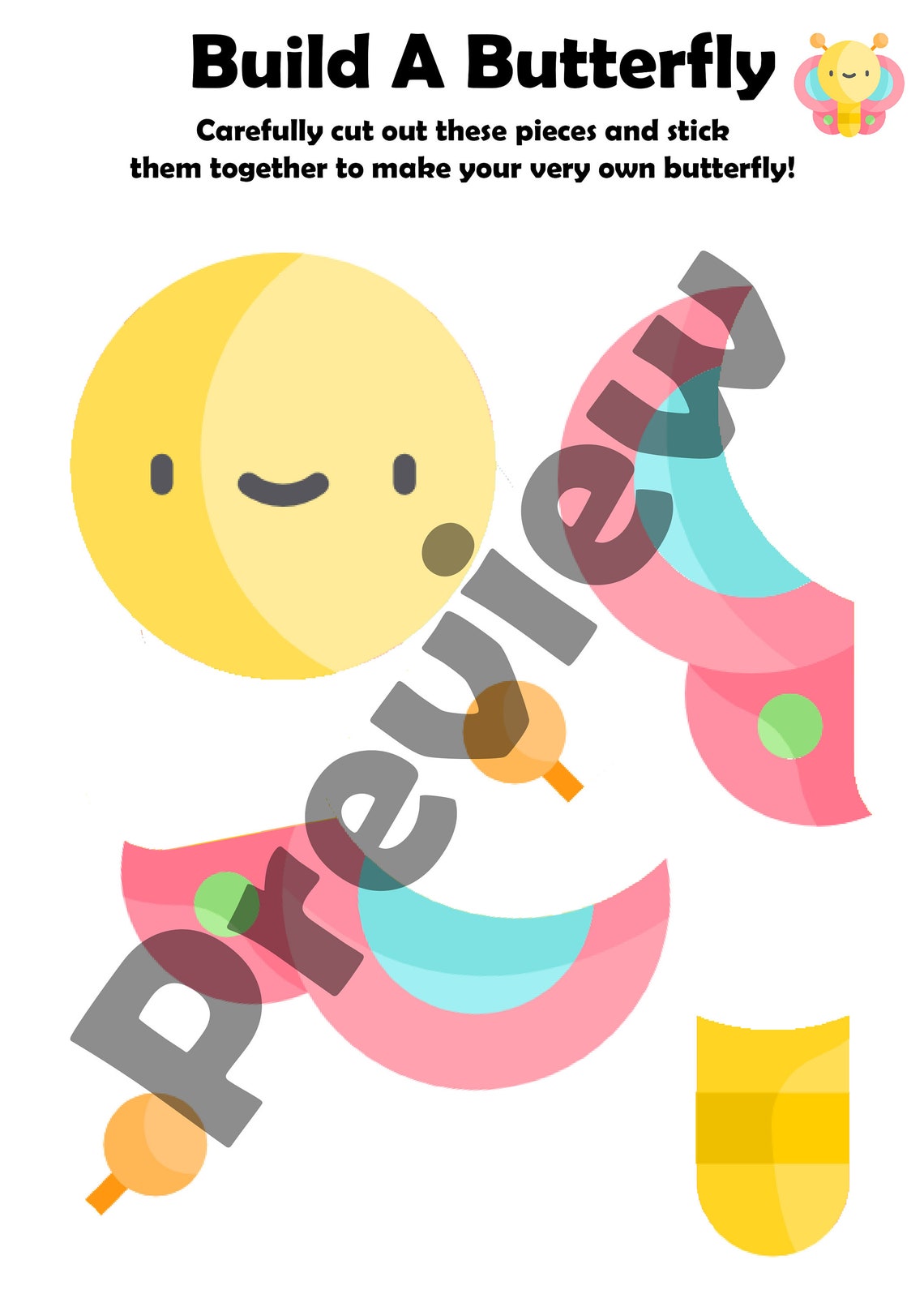 Printable Butterfly Craft, Spring Paper Craft, Kindergarten Activity ...