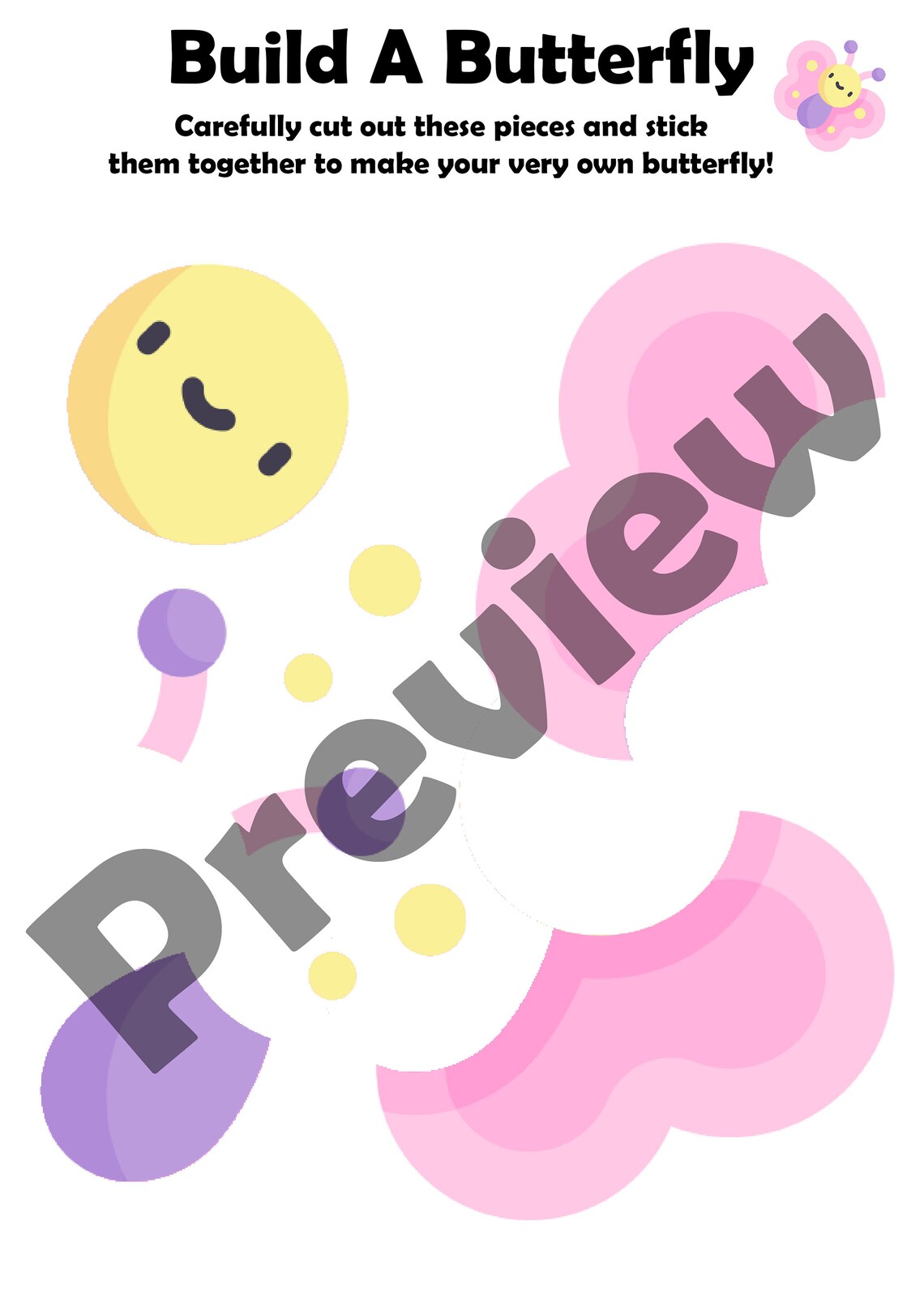 Printable Butterfly Craft, Spring Paper Craft, Kindergarten Activity ...