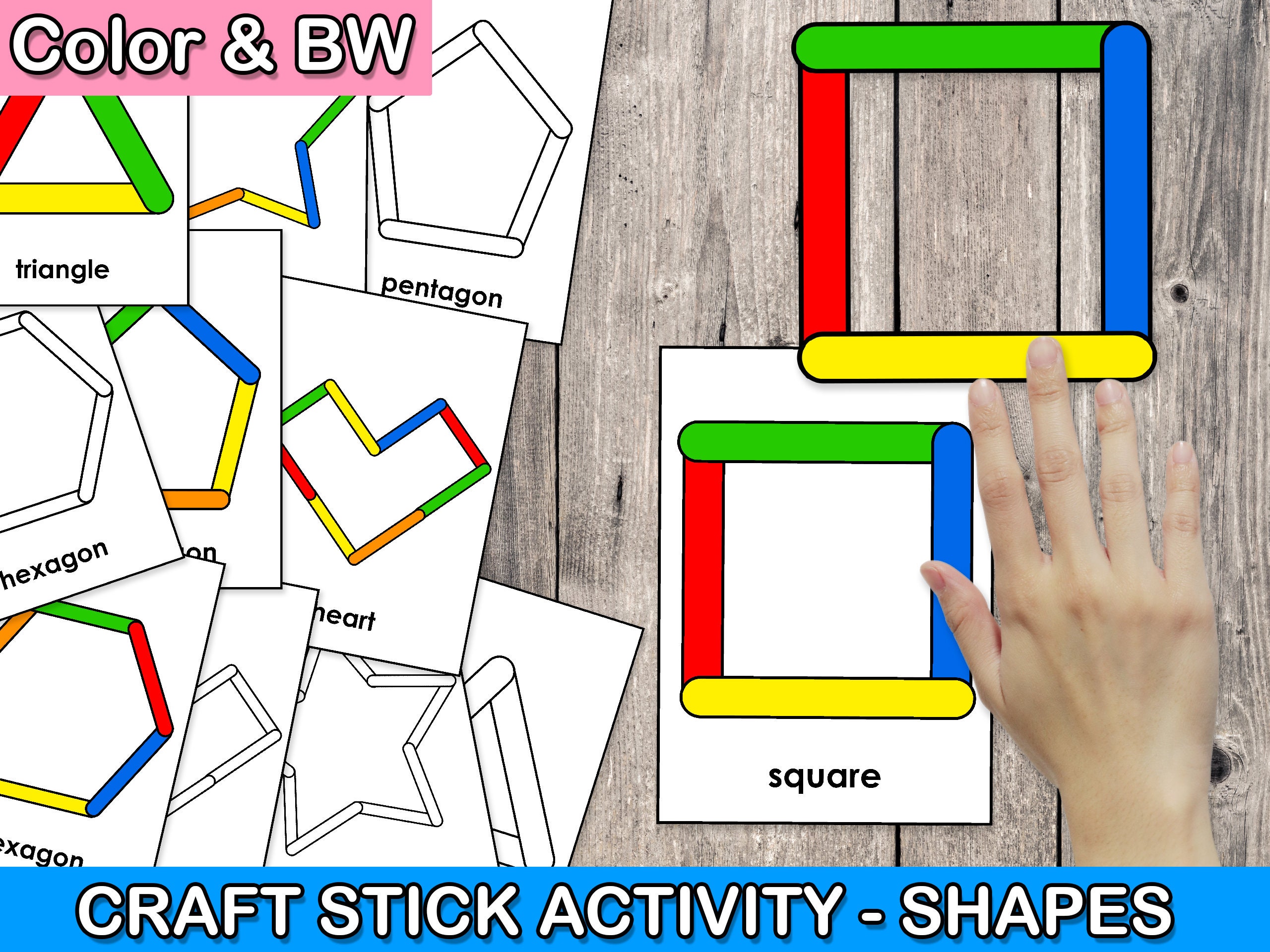 Craft Sticks Activity for Toddlers, Craft Stick Shapes Activity ...