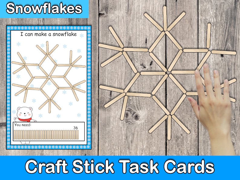 Snowflake Craft Stick Task Cards Winter Fine Motor Skills Christmas ...