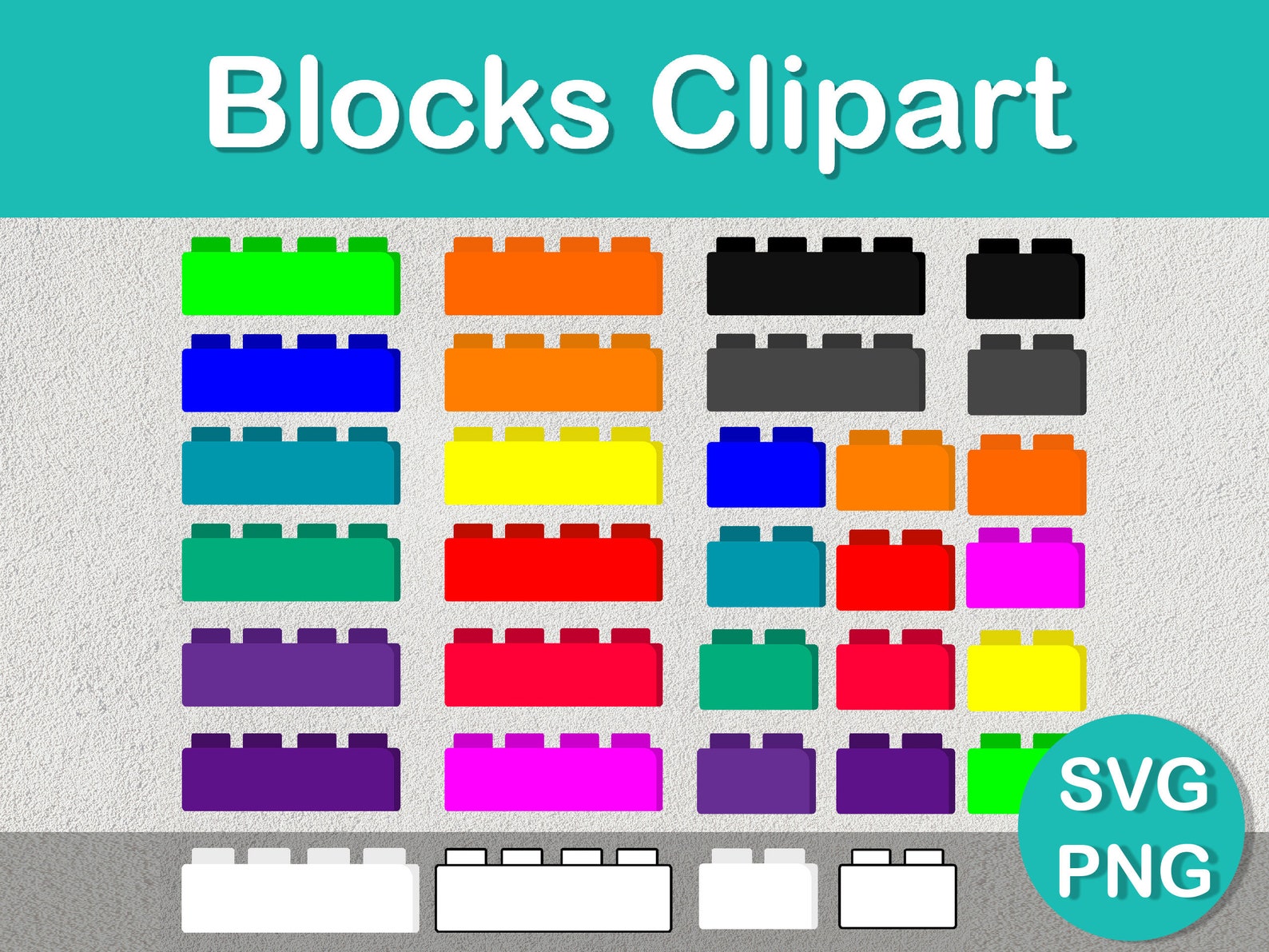 Building Blocks Clipart SVG & PNG Bricks Clip Art Vector Clip Art - Etsy