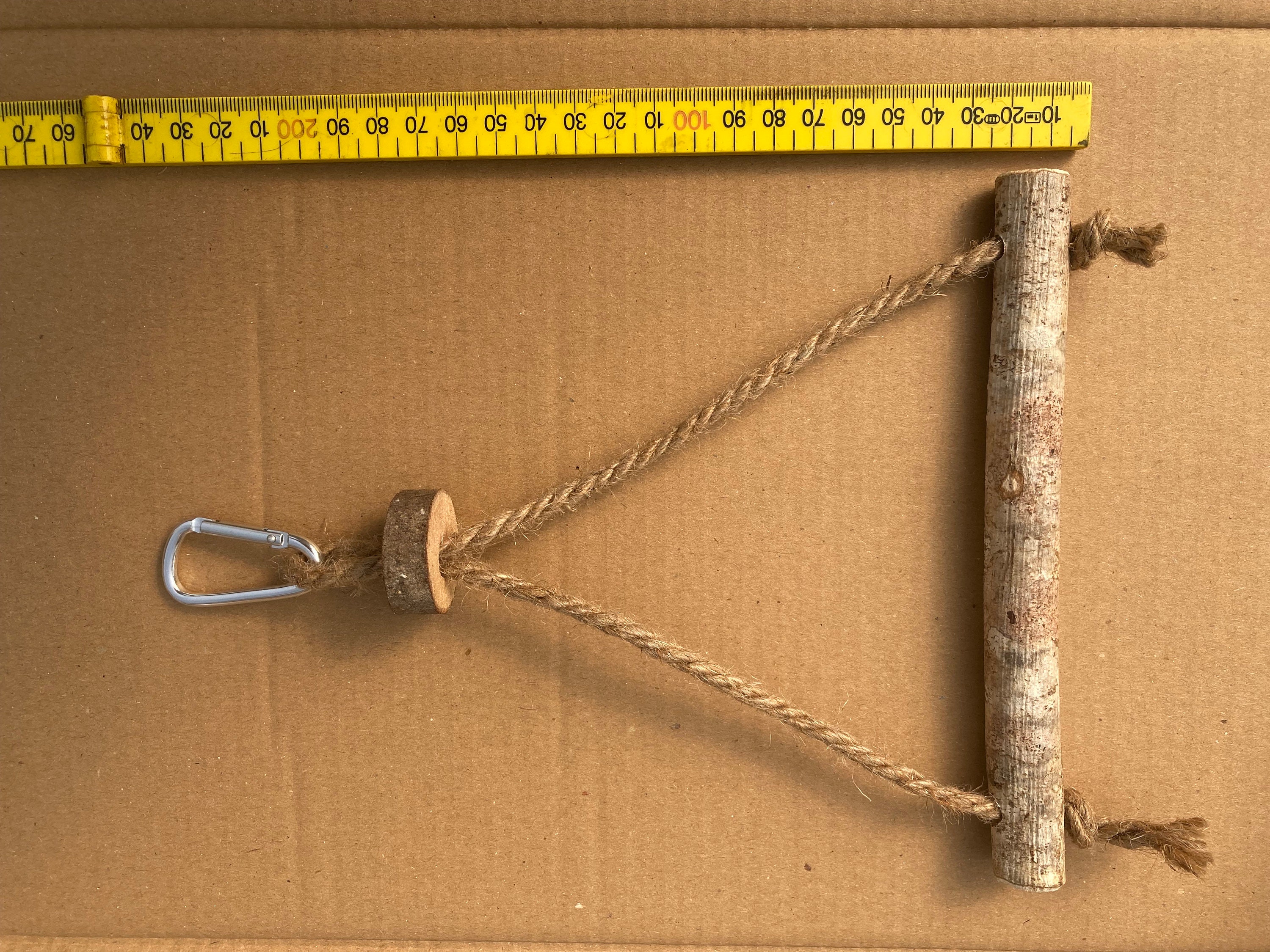 Natural Hazel/birch/rope Mini Ladder Swing Wooden Perch Caged Pet Bird ...