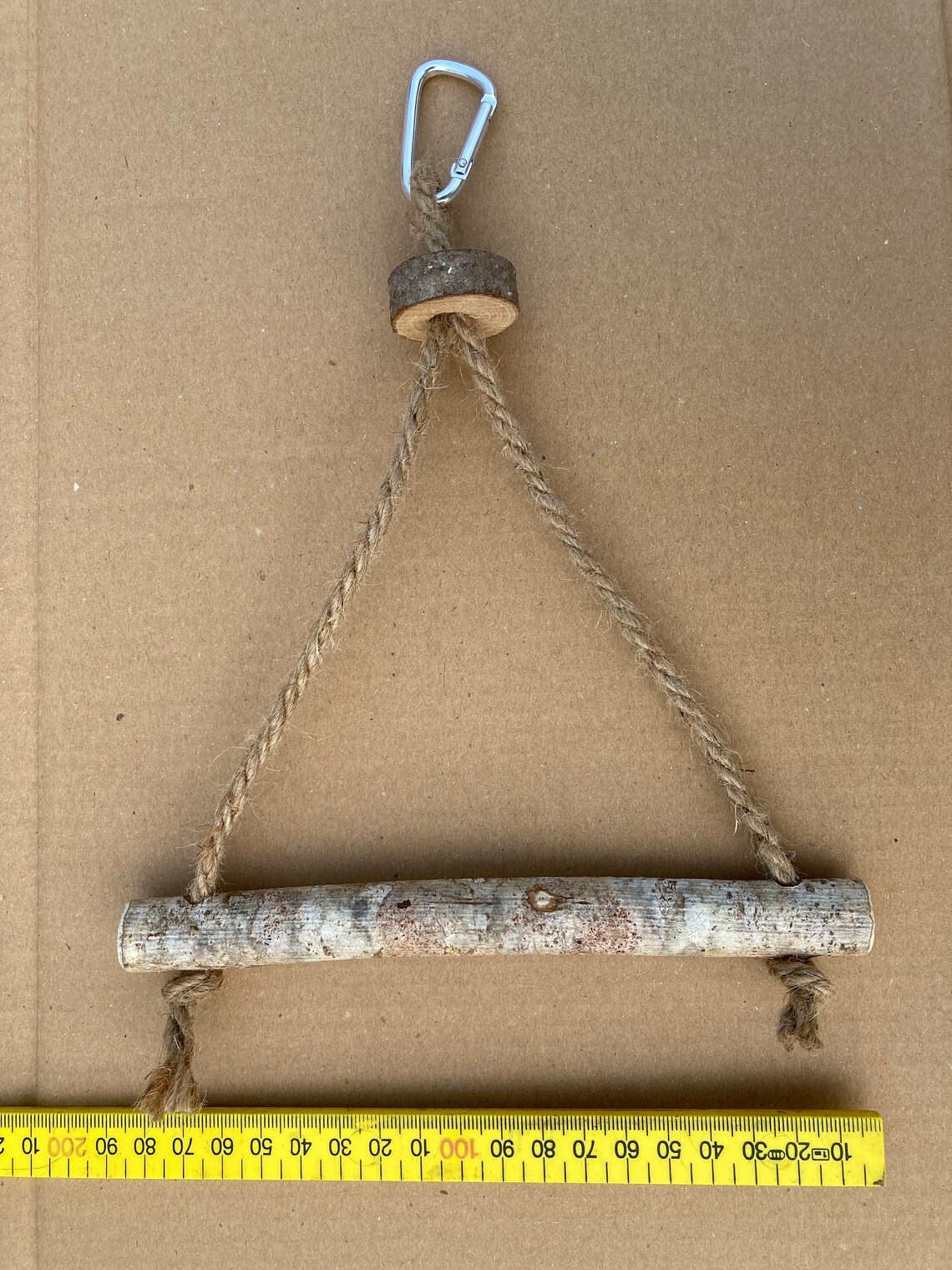 Natural Hazel/birch/rope Mini Ladder Swing Wooden Perch Caged Pet Bird ...
