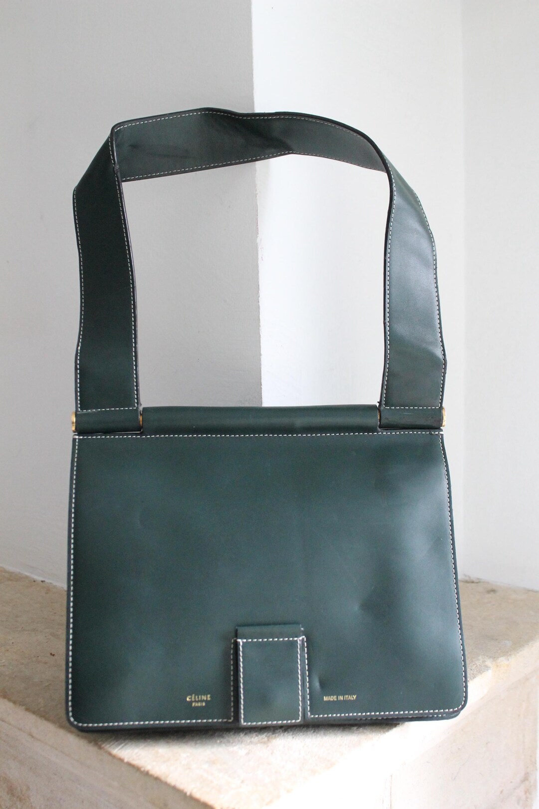 Céline Tab Bag Handbag in Fir Green Leather - Etsy