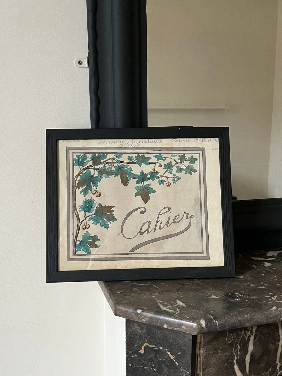 Watercolor Decorated With Leaves Made by Renée Billette in 1912 - Etsy