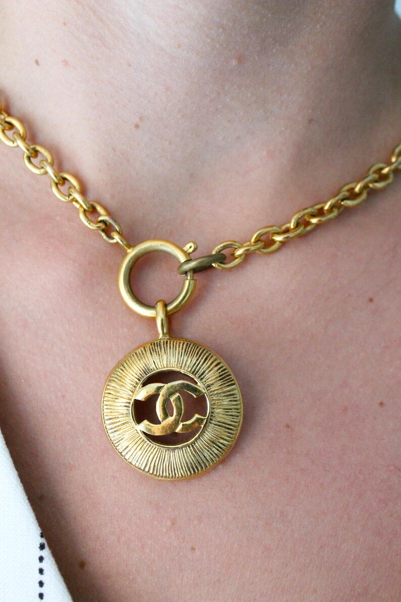 Chanel Double CC Gold Metal Necklace - Etsy