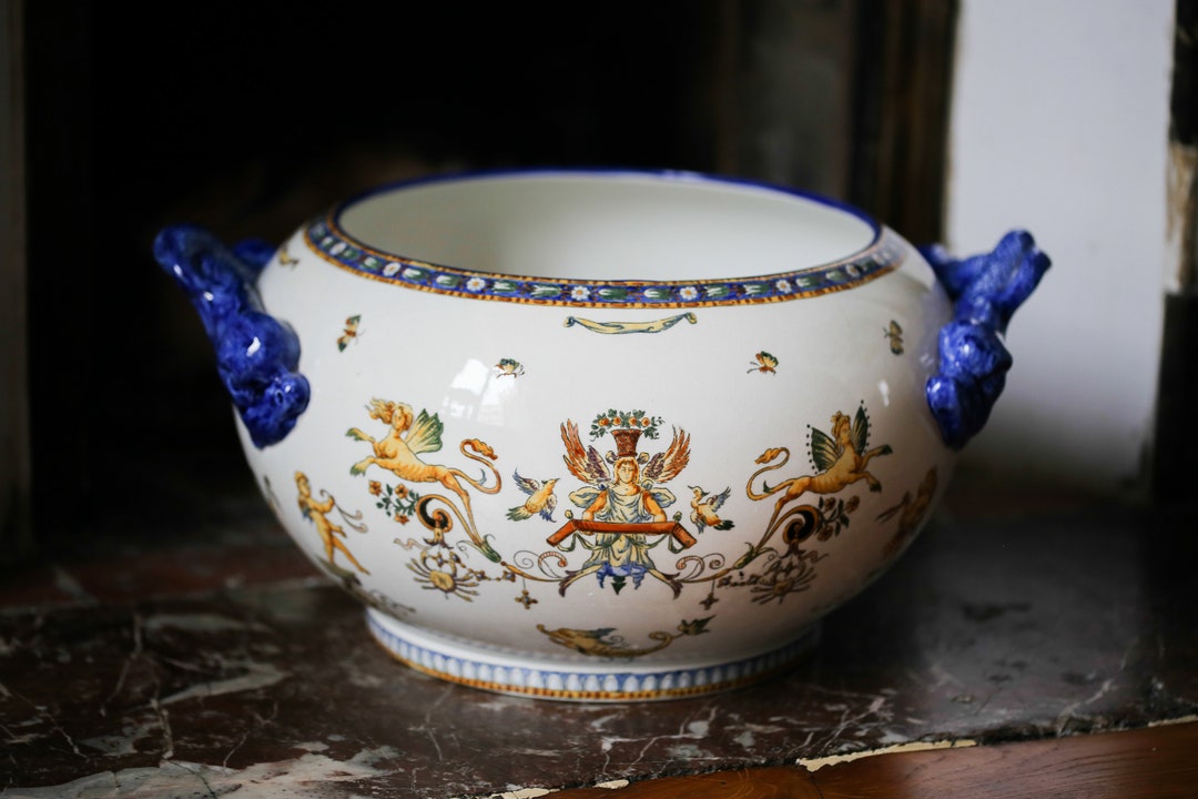 Gien Earthenware Pot Holder With Handles 19th Century - Etsy