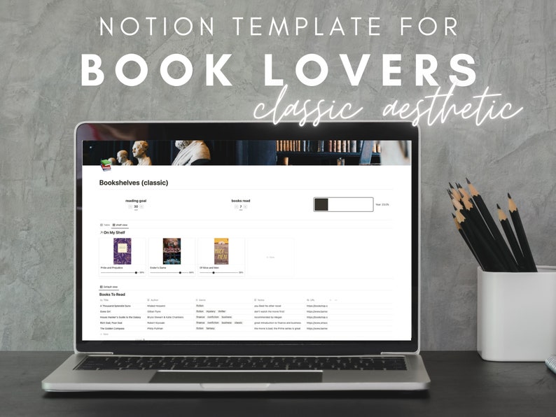 Notion Template for Book Lovers | Classic Aesthetic, Track TBR ...
