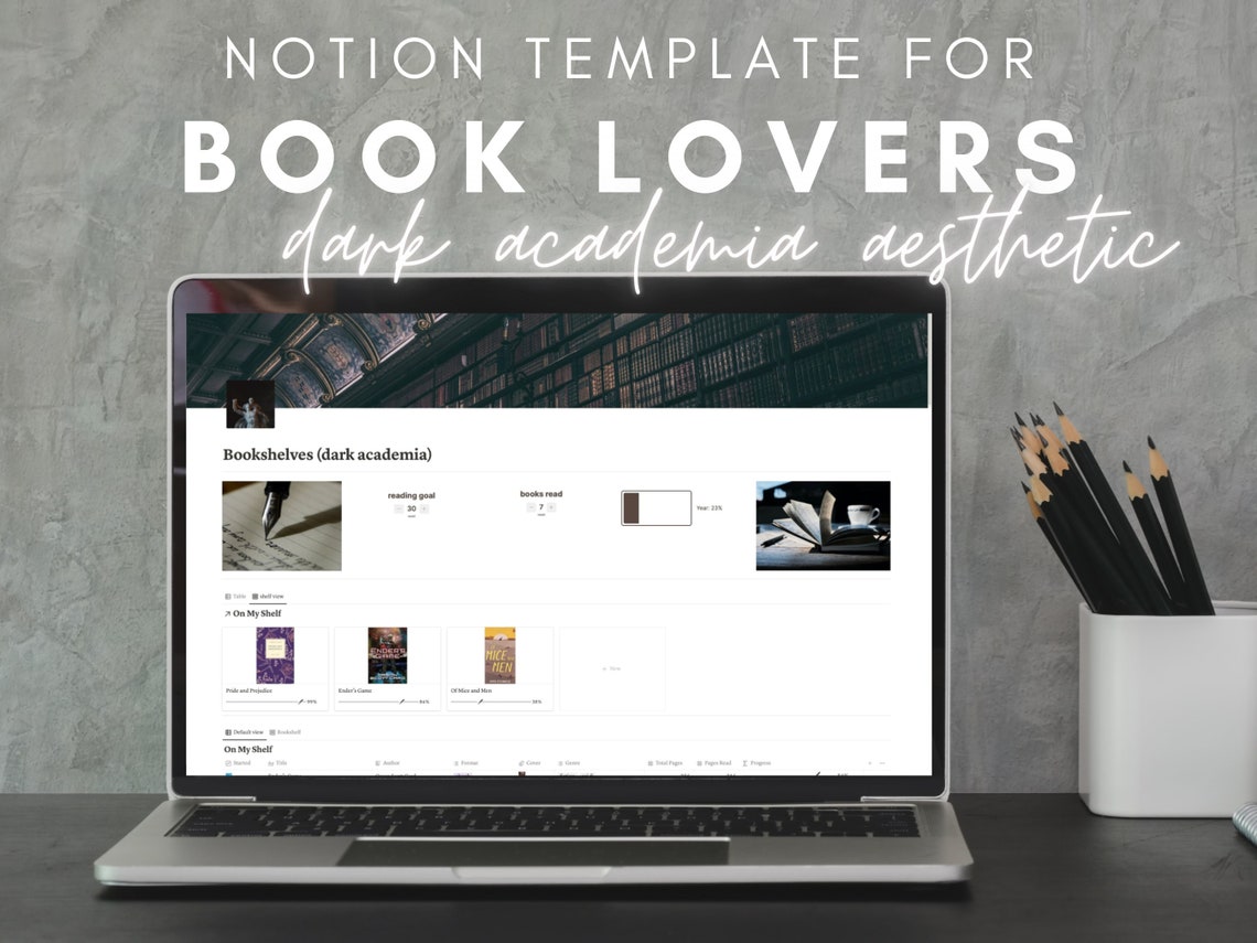 Notion Template for Book Lovers | Dark Academia Aesthetic, Track TBR ...