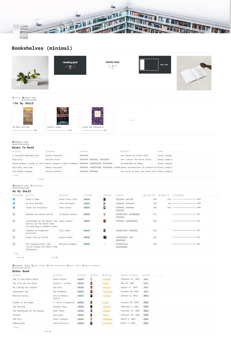 Notion Templates for Book Lovers All Aesthetics Track TBR - Etsy
