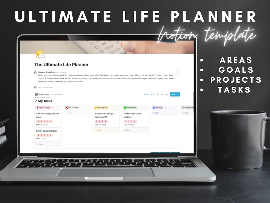 Ultimate Life Planner Notion Template | Organize Life Areas, Goals ...
