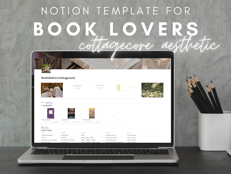 Notion Template for Book Lovers | Cottagecore Aesthetic, Track TBR ...