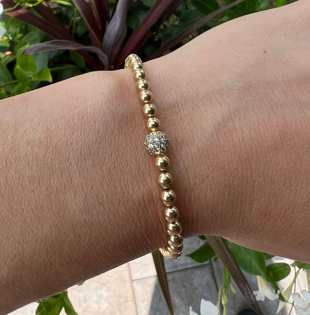 Gold Beaded (14K GF) 4MM W/accent Pandora Ball - Etsy